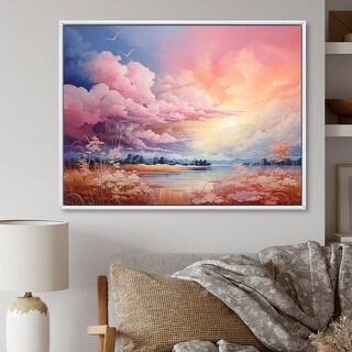 Designart "Clouds Prairies Collages I" Landscapes Framed Wall Art ...