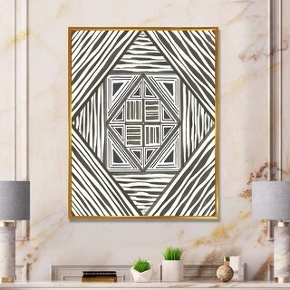 Designart "Minimalist Graphics II" Transitional Framed Canvas - Black ...