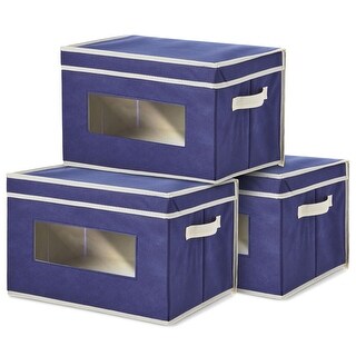 3-Pack Navy Collapsible Fabric Cube Storage Bins for Shelves - Bed Bath ...