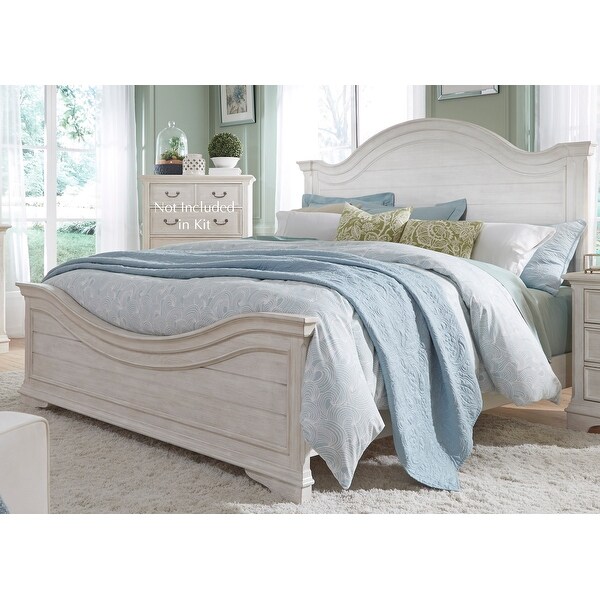 Farmhouse Reimagined Antique White with Chestnut King Poster Headboard ...
