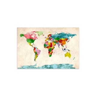 World Map Watercolors III Print On Acrylic Glass by Michael Tompsett ...