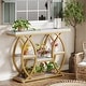 Industrial Console Table, 4-Tier Sofa Table with Geometric Metal Frame ...