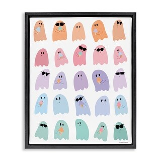 Stupell Spooky Cute Pastel Ghosts Framed Floater Canvas Wall Art Design ...