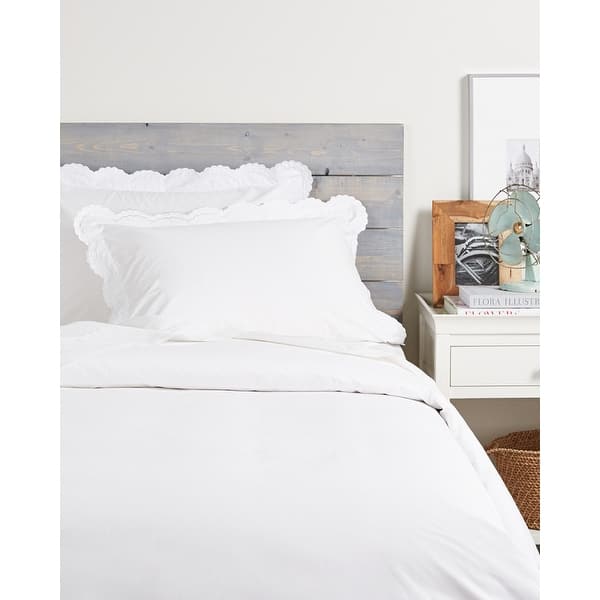 Embroidered Percale Crisp Cotton Double Scallopier Duvet Set and Sham ...