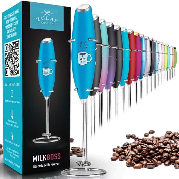 Zulay Kitchen Handheld Milk Frother Stainless Steel Single Whisk with ...