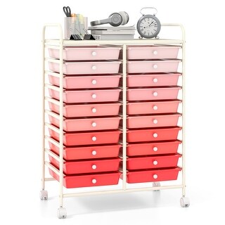 Gymax Office Rolling Cart 20 Storage Drawers Scrapbook Paper Studio ...