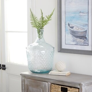 17" Handmade Spanish Blue Recycled Glass Vase with Bubble Texture - Bed ...