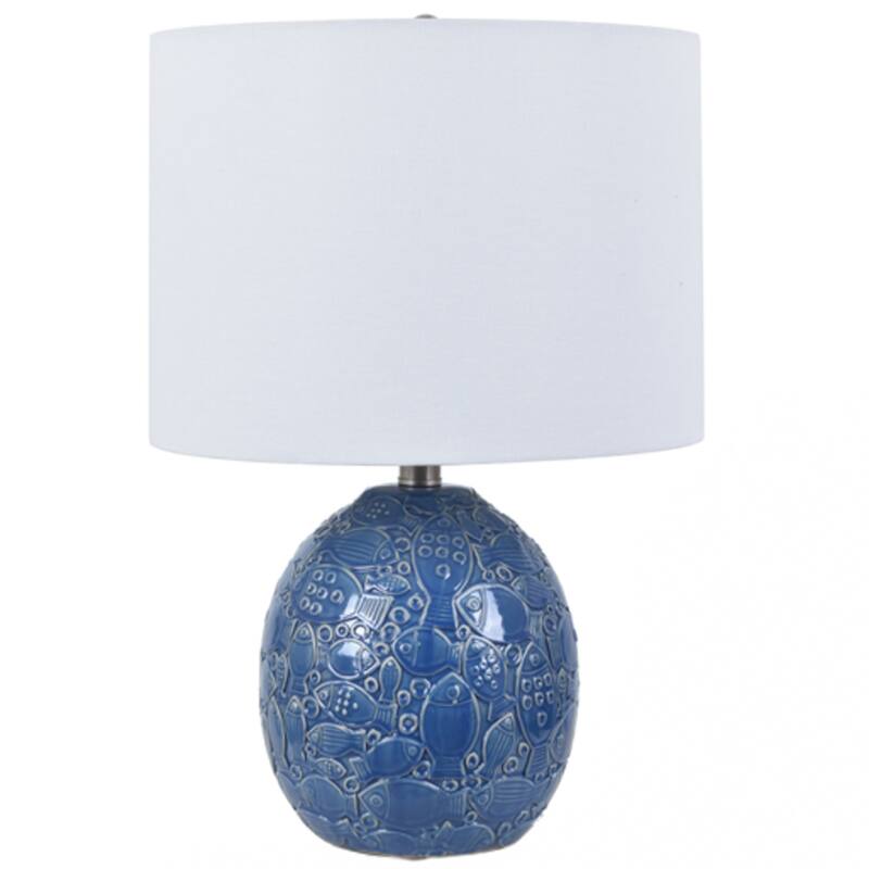 Tide Blue Ceramic Fish Lamp - Overstock - 31946592