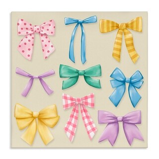 Stupell Pretty Bows Differing Patterns Canvas Wall Art Design By Jilly ...