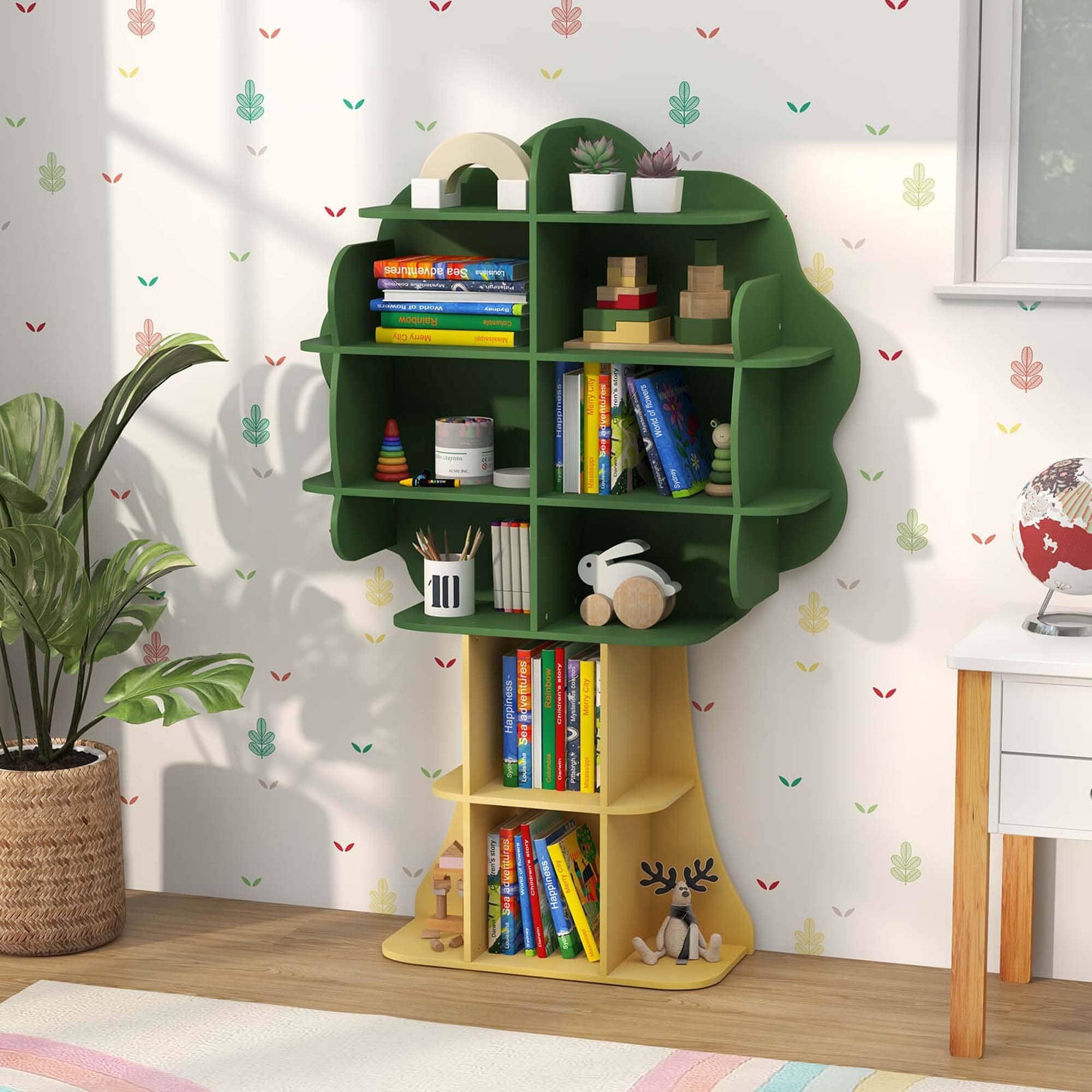 Costway Tree Bookcase Kids 6 Tier Toy Storage Organizer with Open See Details On Sale Bed Bath Beyond 40531565