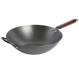 Carbon Steel Flat Bottom Wok and Stir Fry Pan, 14-Inch - Bed Bath ...