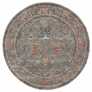 Hand Knotted Brown Transitional with Wool & Silk Oriental Rug (9'9" x 9 ...