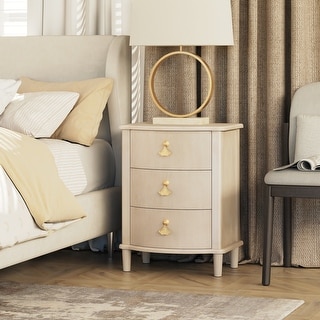 COZAYH Elegant 3-Drawer Nightstand with Gold Leaf Handles, Vintage ...