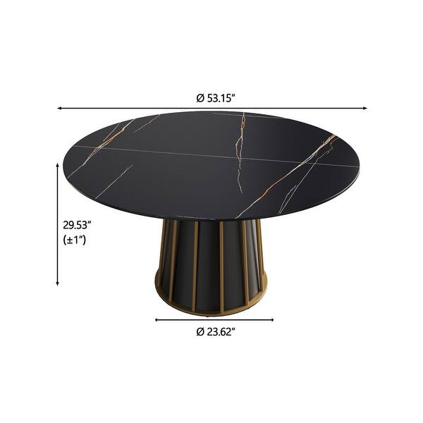 Round Metal Pedestal Dining Table Round Sintered Stone Table. - Bed ...