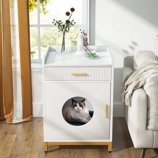 Cat Litter Box Enclosure, Hidden Litter Box Furniture with Drawer ...
