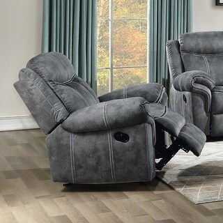 Gray Velvet Motion Glider Recliner with Pillow Top Armrest and Manual ...