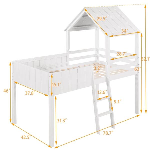 Blaze Twin Size Loft Bed with Roof - Bed Bath & Beyond - 36244196