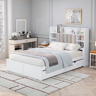 Full Multi-Functional Bed Frame with Storage Drawers & Shelves - Bed ...