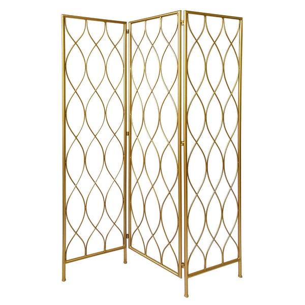 3 Panel Metal Frame Screen with Twisted Oval Design - 71 H x 6 W x 47 L ...