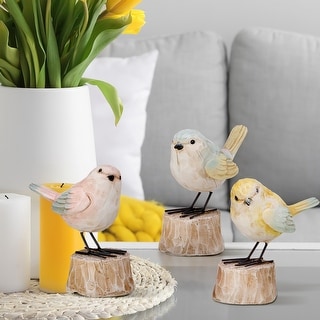 Resin and Metal Spring Bird On Stump 6" Set of 3 - 6 - Bed Bath ...