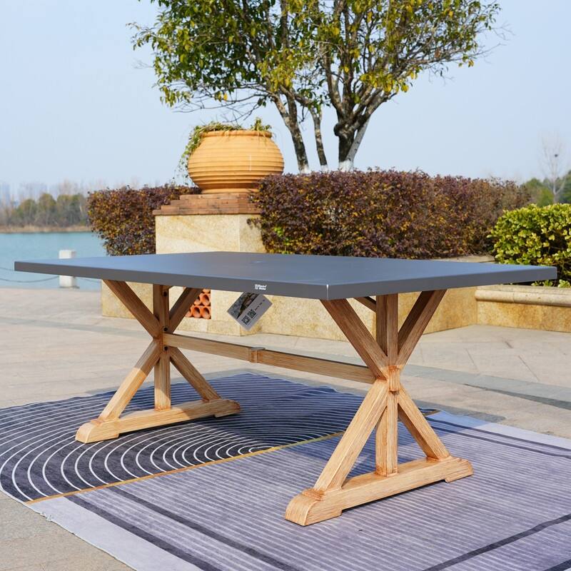 New Aluminium Coated Rectangular Table with Umbrella Hole - Overstock ...