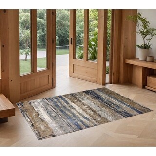 HomeRoots 2' X 4' Ivory and Blue Area Rug - 2' X 4' - Bed Bath & Beyond ...