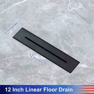 12'' W Linear Grid Drain, Matte Black - Bed Bath & Beyond - 39030393