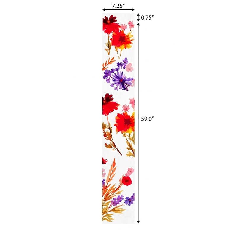 HomeRoots 59" White Red And Purple Solid Wood Floral Bouquet Porch Sign ...