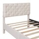 Twin Size Linen Platform Bed with Tufted Headboard Upholstered Bed for ...