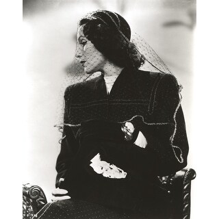 Dolores Del Rio sitting on a Chair in Black Coat with Veil Photo Print ...