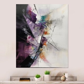 Designart "Purple Language Of Lines I" Modern Geometric Metal Wall Art ...