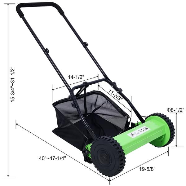 14-Inch 5-Blade Push Reel Lawn Mower with Grass Catch - Bed Bath ...