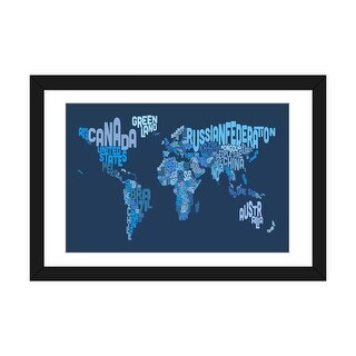 iCanvas "Typographic Text World Map IV (Blue)" by Michael Tompsett ...