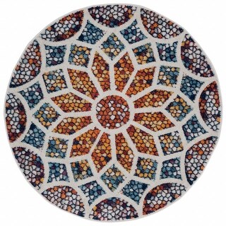 7' Round Multicolored Floral Mosaic Area Rug - 3'6" - Bed Bath & Beyond ...