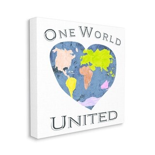Stupell One World United Phrase Abstract Heart Shaped Globe Canvas Wall ...