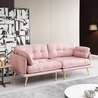 Pink 3 Seat Padded Seat Couch with Removable Cushions and 2 Pillows ...