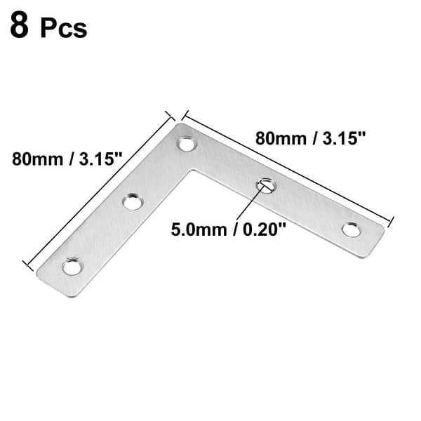 Flat Plate L Shape 80mmx80mm Angle Corner Brace Repair Brackets, 8pcs ...