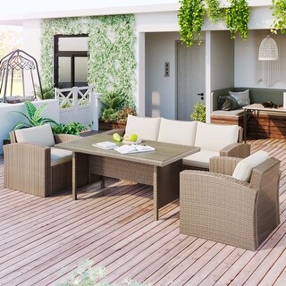 Outdoor 4-Piece Conversation Set Wicker Furniture Sofa Set - Bed Bath ...