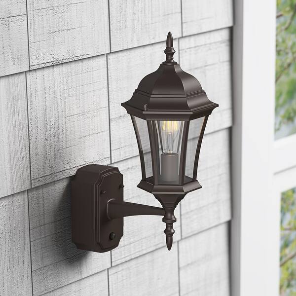 Modern 1-Light Glass Dusk to Dawn Sensor Outdoor Wall Sconce with GFCI ...