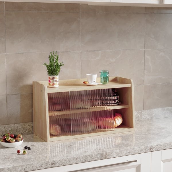 Wooden Bread Box 2-Tier Large Capacity Kitchen Counter Storage ...