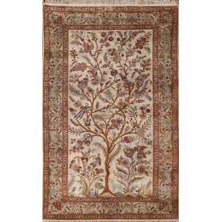Handmade Kashan Persian Antique Area Rug Oriental Silk Carpet - 4'7"x 7 ...