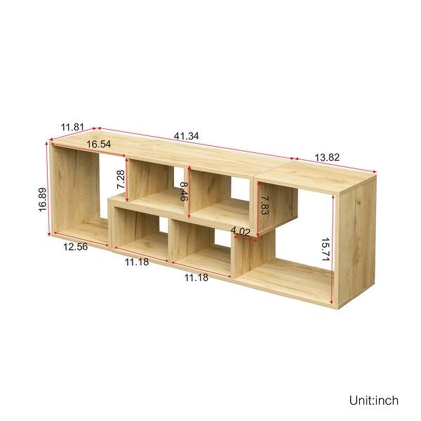 Abstract Double L-Shaped Low Floor TV Stand with Multi Display Storage ...