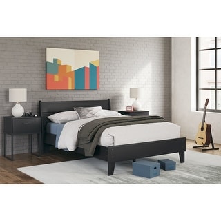 Signature Design by Ashley Socalle Black Panel Headboard with 2 Nightstands - Bed Bath & Beyond ...