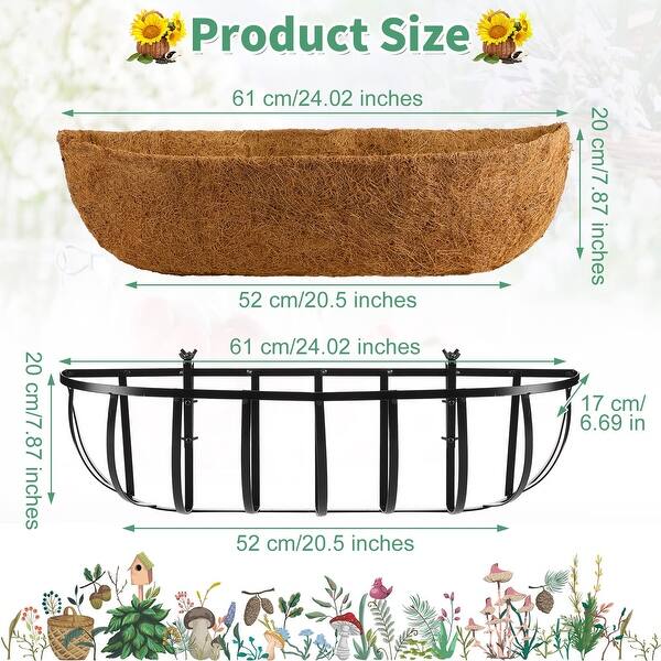 6 Pieces Window Baskets with Coconut Liner 24 Inch Window Deck Planters ...