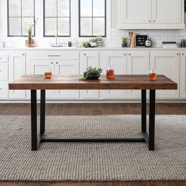 Walker Edison Solid Wood 72-inch Distressed Dining Table - Bed Bath ...