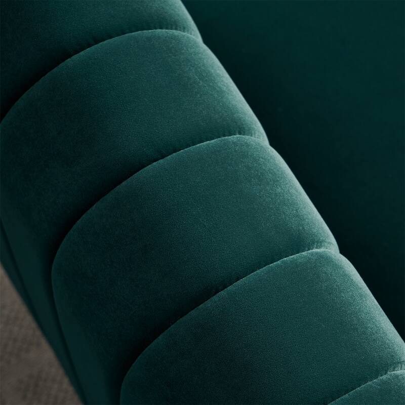 Modern Velvet Sofa Channel Tufted Arms and Back - Overstock - 36117517