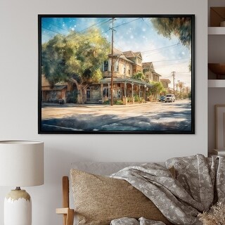 Designart "Blue And Greeen Small Town In California" City Art Deco ...