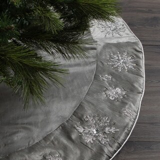 Vickerman 52" Silver Snowflake Christmas Tree Skirt - Bed Bath & Beyond ...