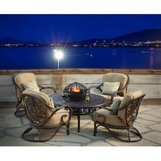 Grand Bonaire Weave Backyard Casual Conversation Fire Pit Chat Table ...