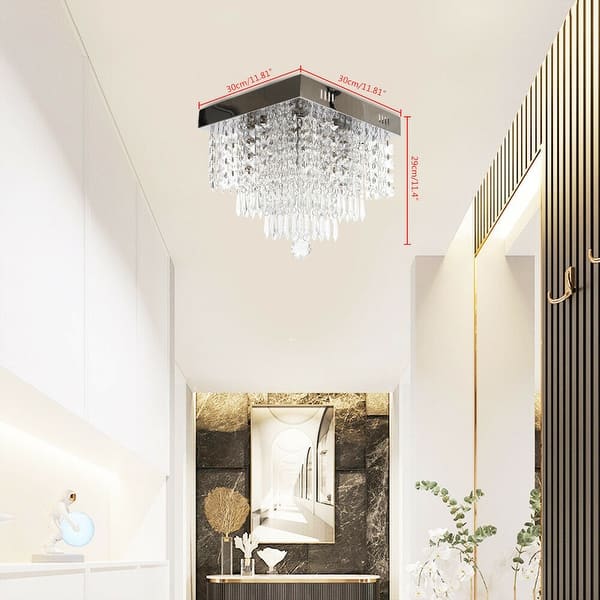 Modern LED Ceiling Lights Crystal Raindrop Chandelier Fixture Indoor ...